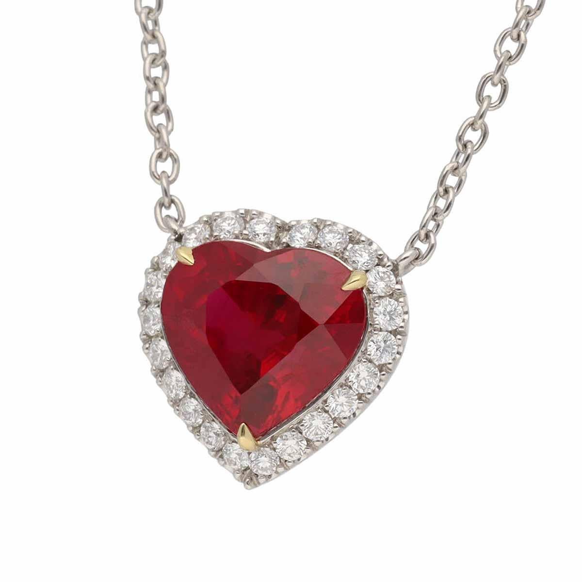 HARRY WINSTON Ruby 3.02ct Diamonds Micro Pavé Pendant Necklace For Sale ...