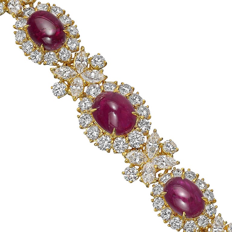 Harry Winston Ruby and Diamond Cluster Bracelet at 1stDibs