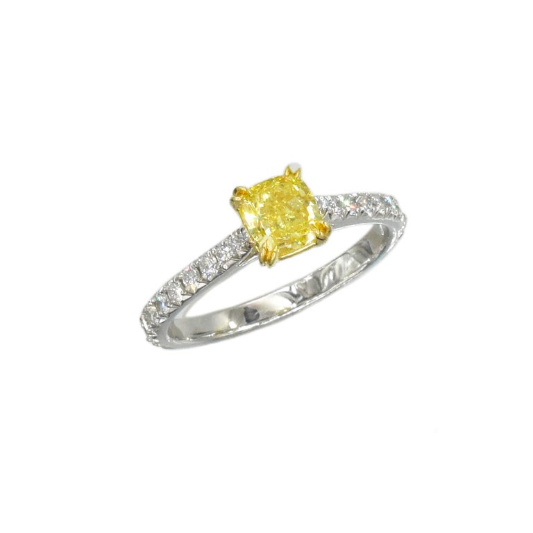 Harry Winston Yellow Diamond Ring in Platinum For Sale at 1stDibs