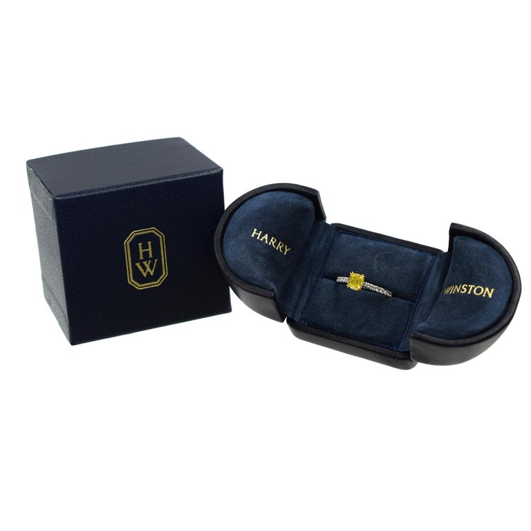 Harry Winston Yellow Diamond Ring in Platinum For Sale at 1stDibs