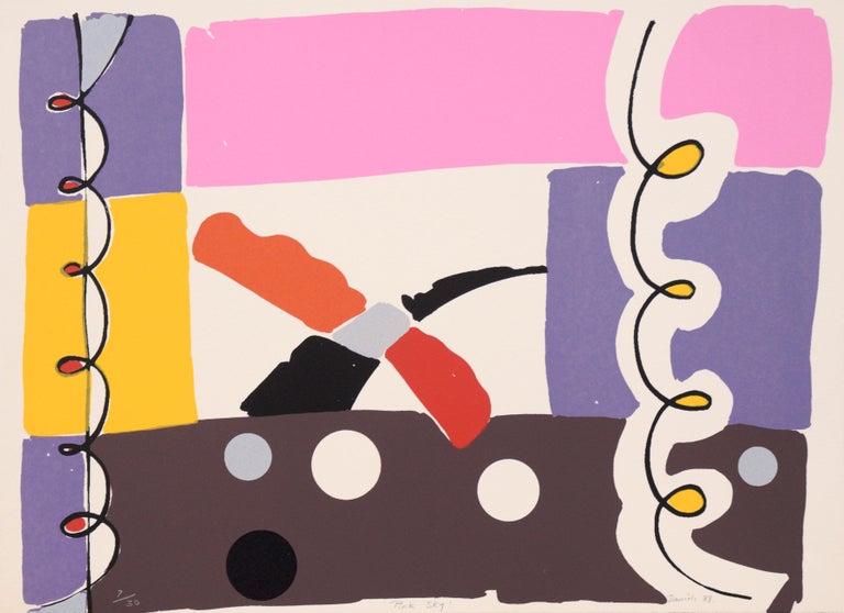Harvey Daniels - "Pink Sky" Abstract Geometric Screen Print, 7/30 For ...