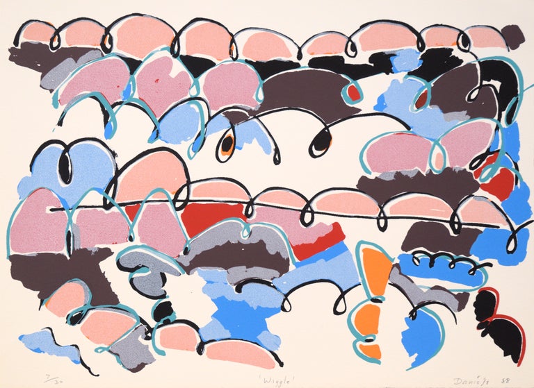 Harvey Daniels - "Wiggle" Abstract Geometric Screen Print, 7/30 For ...