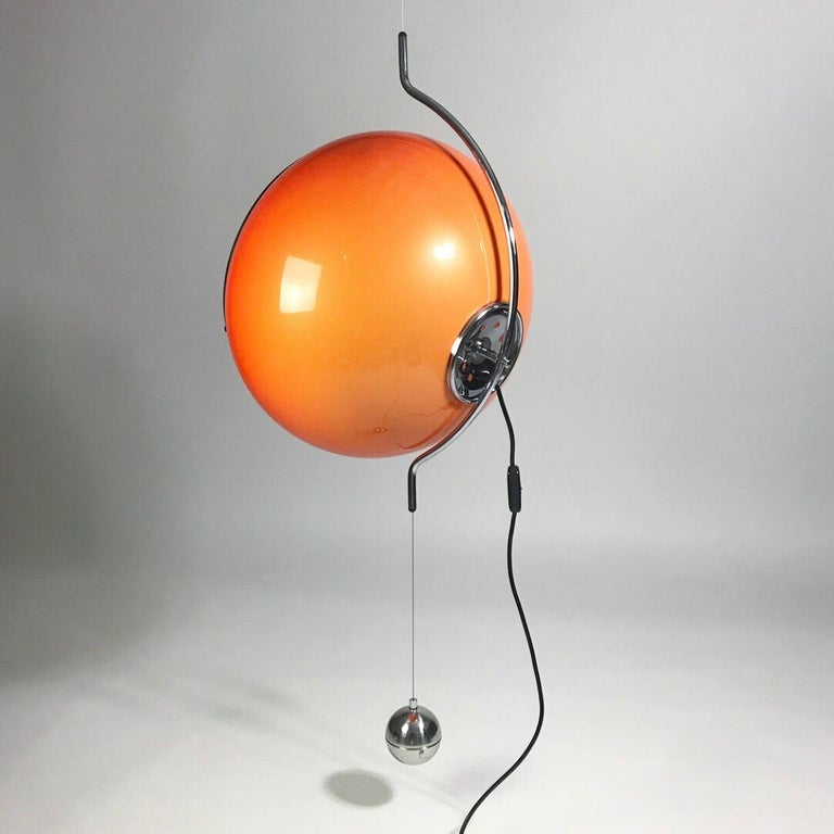 Harvey Guzzini Ceiling Light 1970, Italy, Space Age Orange Hanging ...