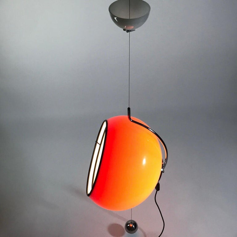 Harvey Guzzini Ceiling Light 1970, Italy, Space Age Orange Hanging ...