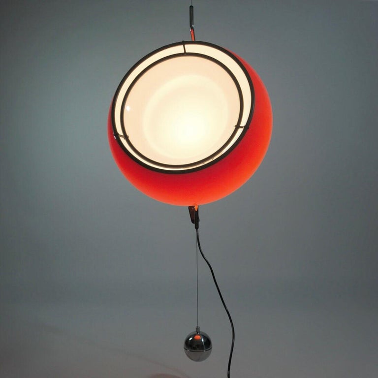 Harvey Guzzini Ceiling Light 1970, Italy, Space Age Orange Hanging ...