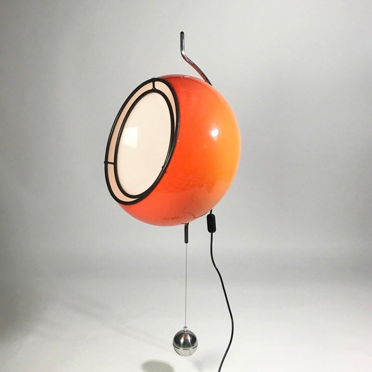 Harvey Guzzini Ceiling Light 1970, Italy, Space Age Orange Hanging ...