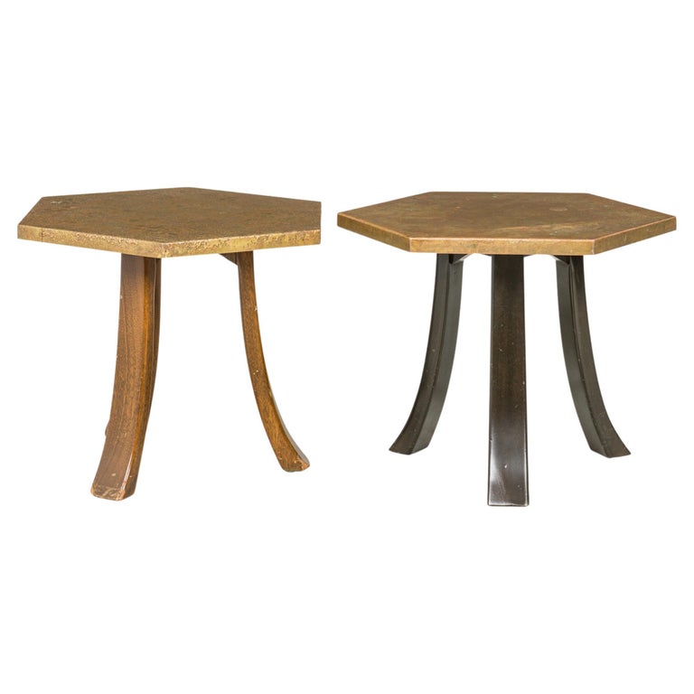 Harvey Probber Acid Etched Bronze Hexagonal End / Side Tables For Sale ...