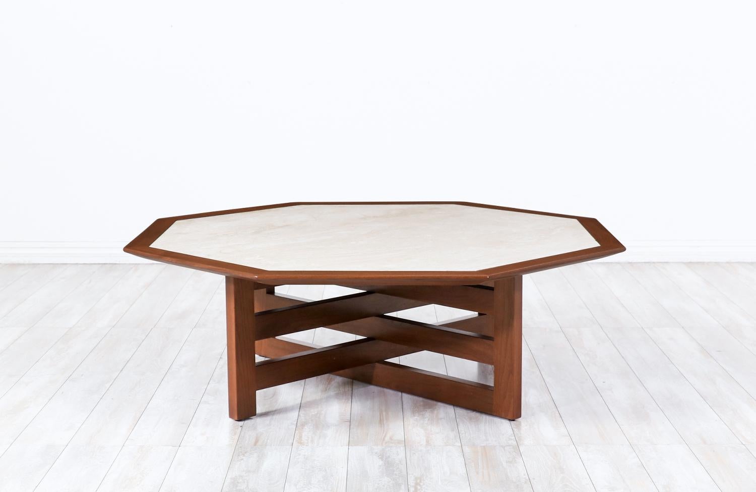 Harvey Probber Coffee Table with Octagonal Travertine Top For Sale at ...
