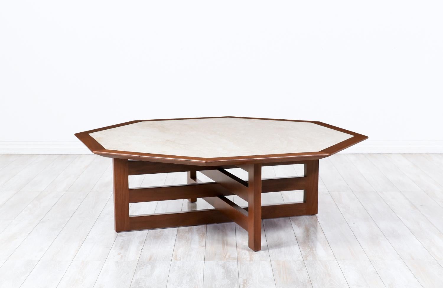 Harvey Probber Coffee Table with Octagonal Travertine Top For Sale at ...