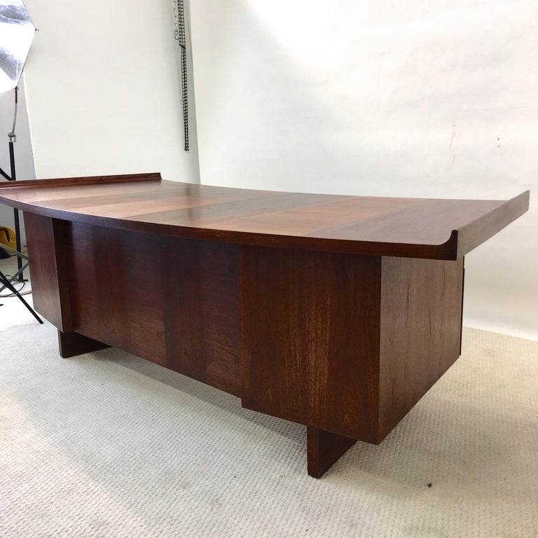Harvey Probber Curved Walnut Top Executive Desk at 1stDibs