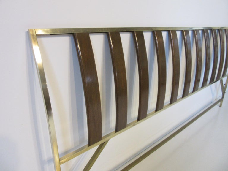 Harvey Probber King Brass and Mahogany Headboard at 1stDibs