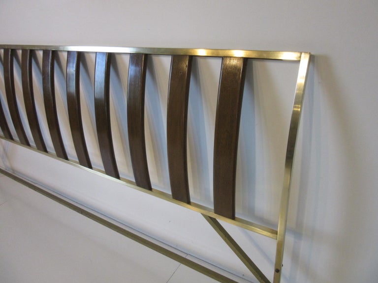 Harvey Probber King Brass and Mahogany Headboard at 1stDibs
