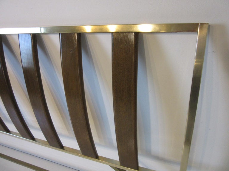 Harvey Probber King Brass and Mahogany Headboard at 1stDibs