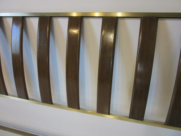 Harvey Probber King Brass and Mahogany Headboard at 1stDibs