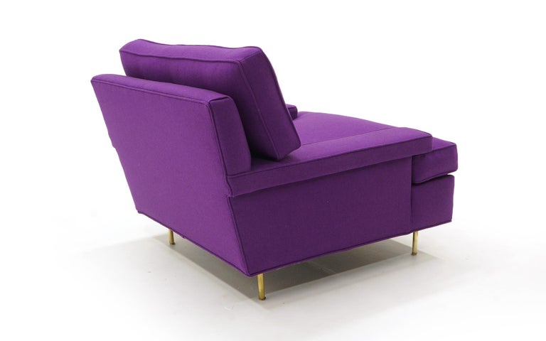 Harvey Probber Lounge Chair, Restored, Purple Maharam Fabric and Brass ...