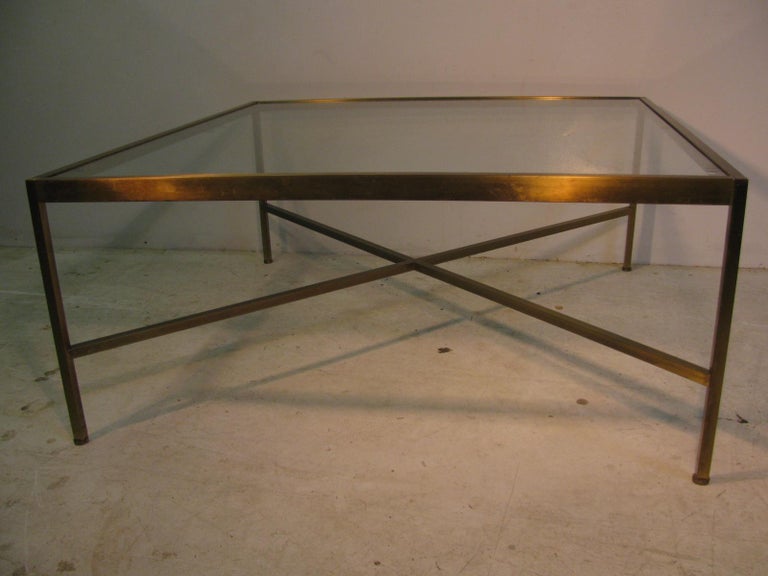 Mid-Century Modern Brass With Glass Square Cocktail Table For Sale at ...