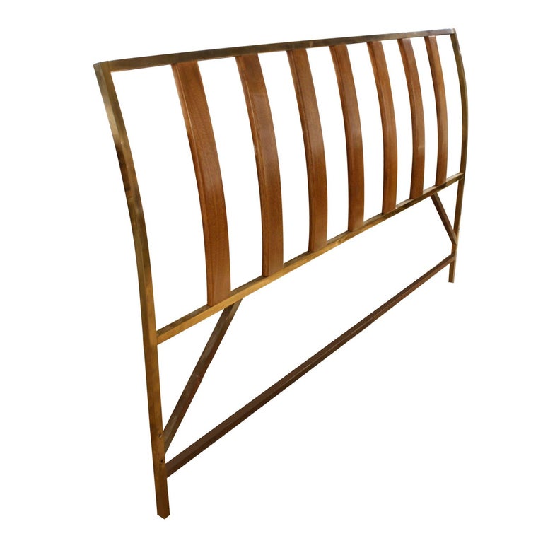 Harvey Probber Queen Size Head Board in Mahogany and Brass, 1950s For ...