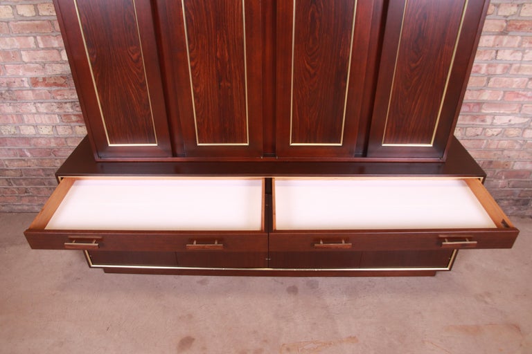 Harvey Probber Rosewood and Brass Breakfront Bookcase or Bar Cabinet ...