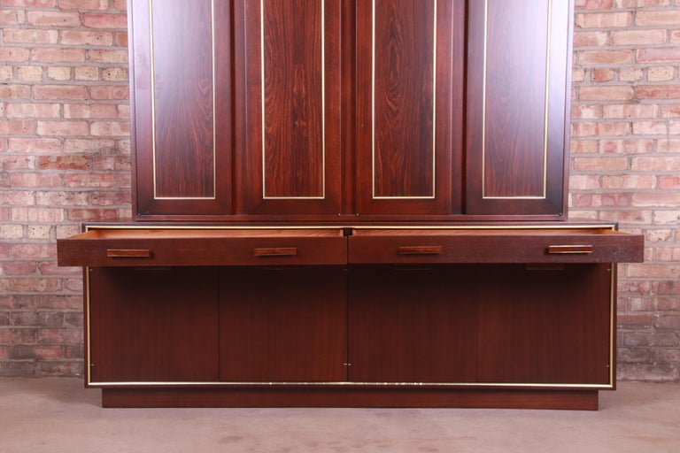 Harvey Probber Rosewood and Brass Breakfront Bookcase or Bar Cabinet ...