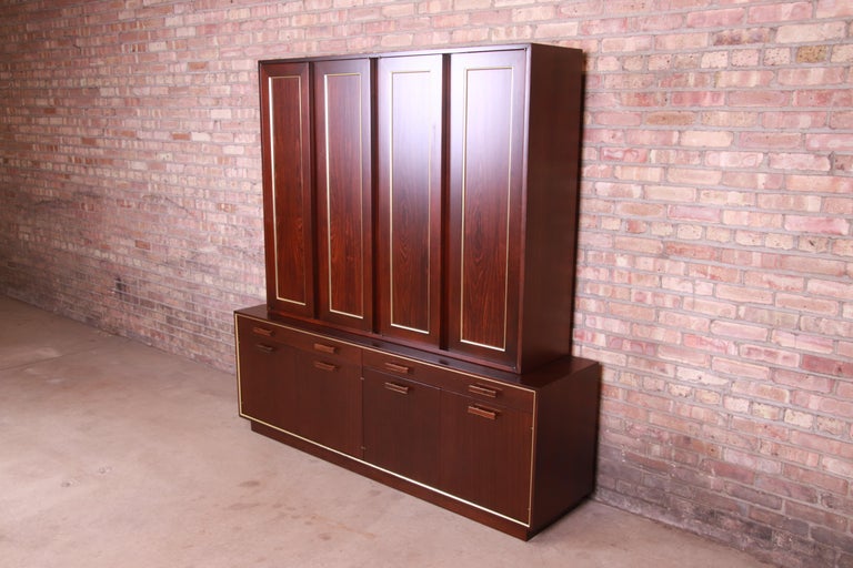 Harvey Probber Rosewood and Brass Breakfront Bookcase or Bar Cabinet ...