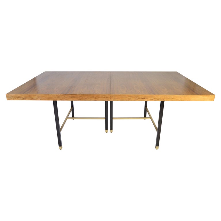 Harvey Probber Rosewood and Mahogany Dining Table with Brass Accents ...