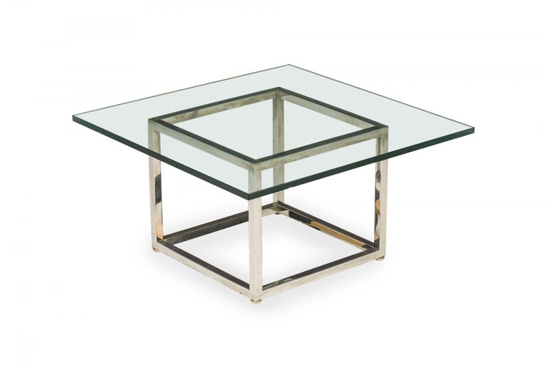Harvey Probber Square Chrome Plated Steel and Glass Coffee Table For ...