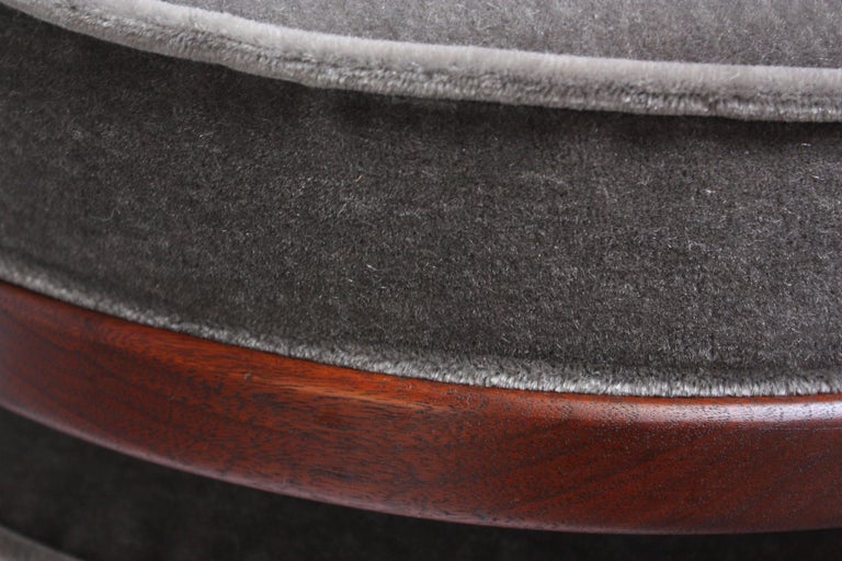 Harvey Probber-Style Mahogany and Mohair Stacking Ottomans or ...