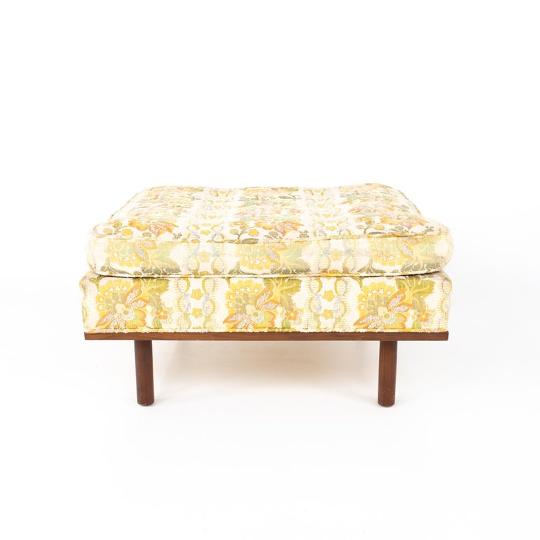 Harvey Probber Style Mid Century Upholstered Walnut Ottoman For Sale at ...
