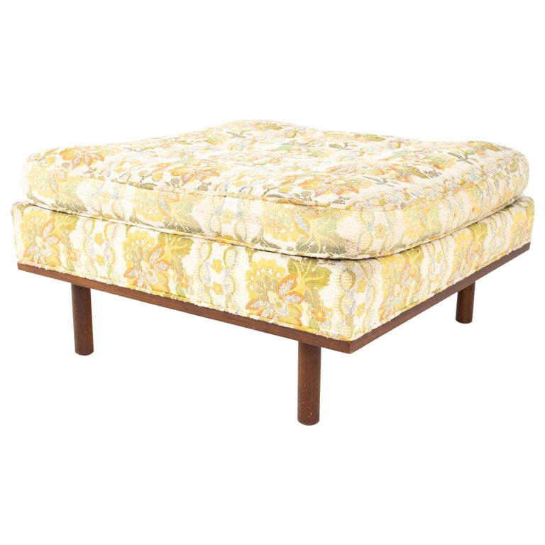 Harvey Probber Style Mid Century Upholstered Walnut Ottoman For Sale at ...
