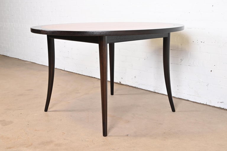 Harvey Probber Teak and Mahogany Saber Leg Dining Table, Newly ...