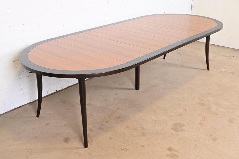 Harvey Probber Teak and Mahogany Saber Leg Dining Table, Newly ...