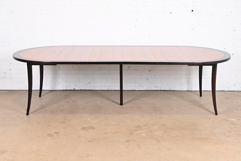 Harvey Probber Teak and Mahogany Saber Leg Dining Table, Newly ...