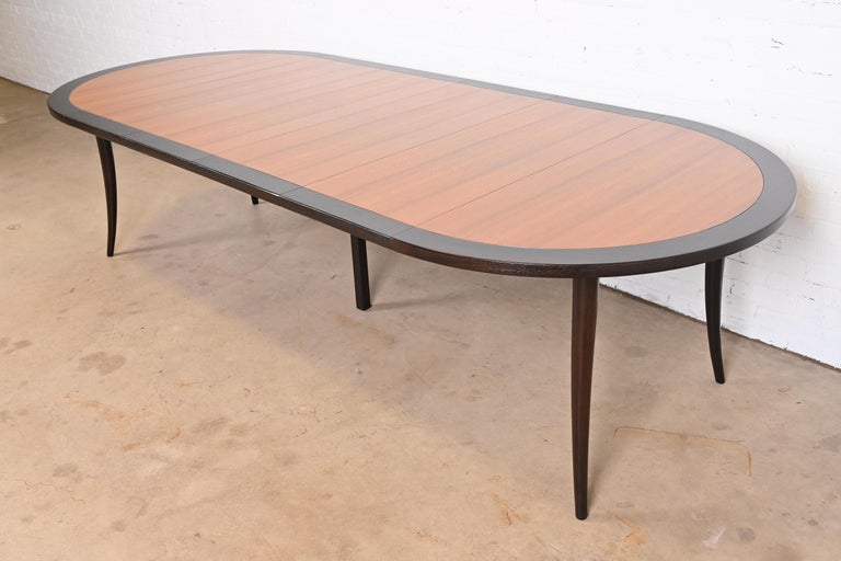 Harvey Probber Teak and Mahogany Saber Leg Dining Table, Newly ...