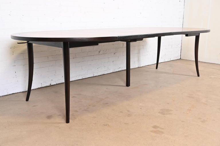 Harvey Probber Teak and Mahogany Saber Leg Dining Table, Newly ...