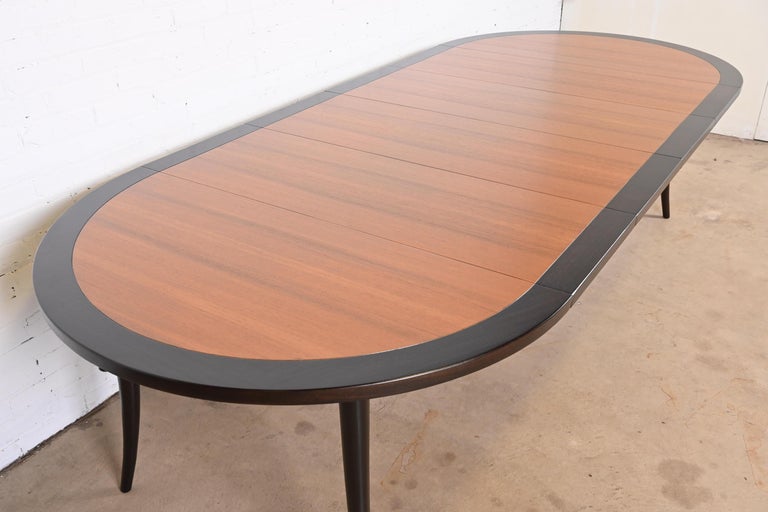 Harvey Probber Teak and Mahogany Saber Leg Dining Table, Newly ...