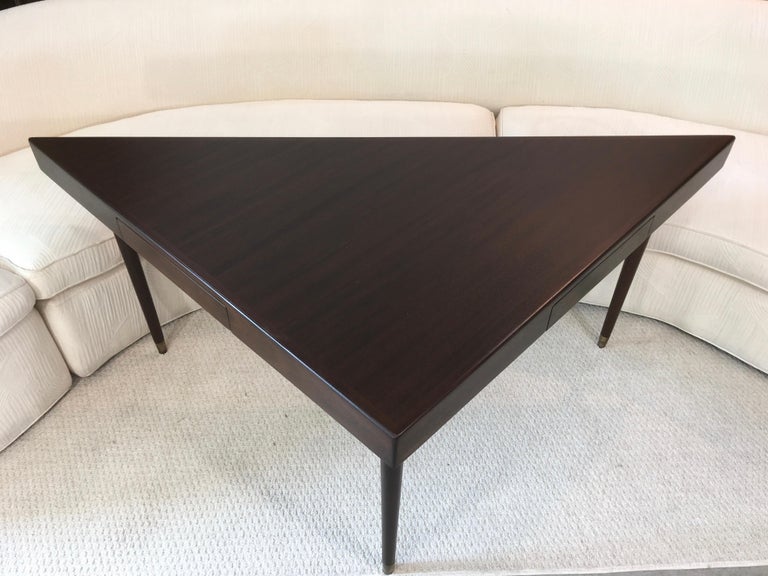 Harvey Probber Mahogany Corner Triangle Sofa Table For Sale at 1stDibs