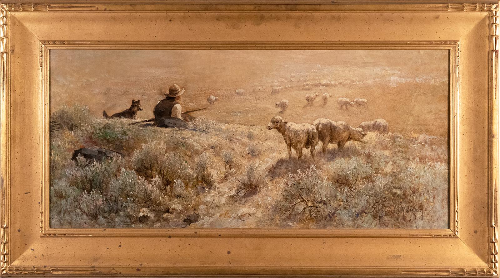 Harvey Otis Young - Shepherd with Sheep by Harvey Otis Young For Sale ...
