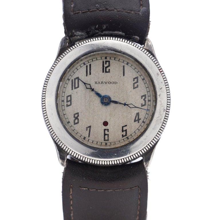 Harwood antique silver self-winding watch, 1920''s For Sale at 1stDibs