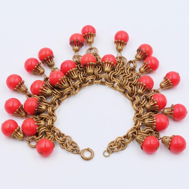 Haskell Early Red Glass Bracelet 1930s For Sale at 1stDibs