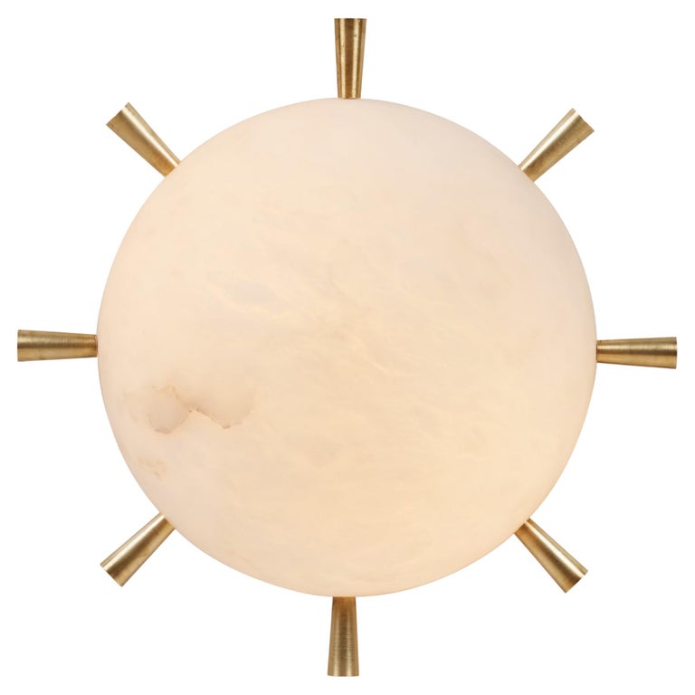 'Hat' Alabaster and Brass Wall or Ceiling Lamp by Denis De La Mesiere ...