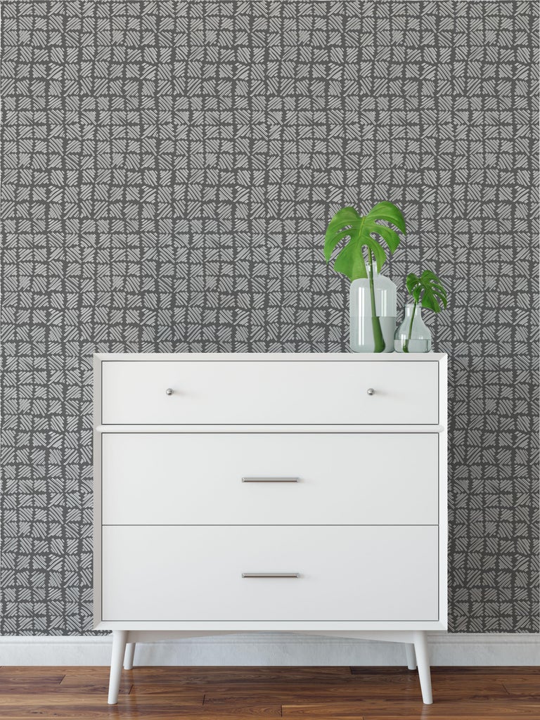 Hatched, Hand Drawn Lines in White on Charcoal For Sale at 1stDibs