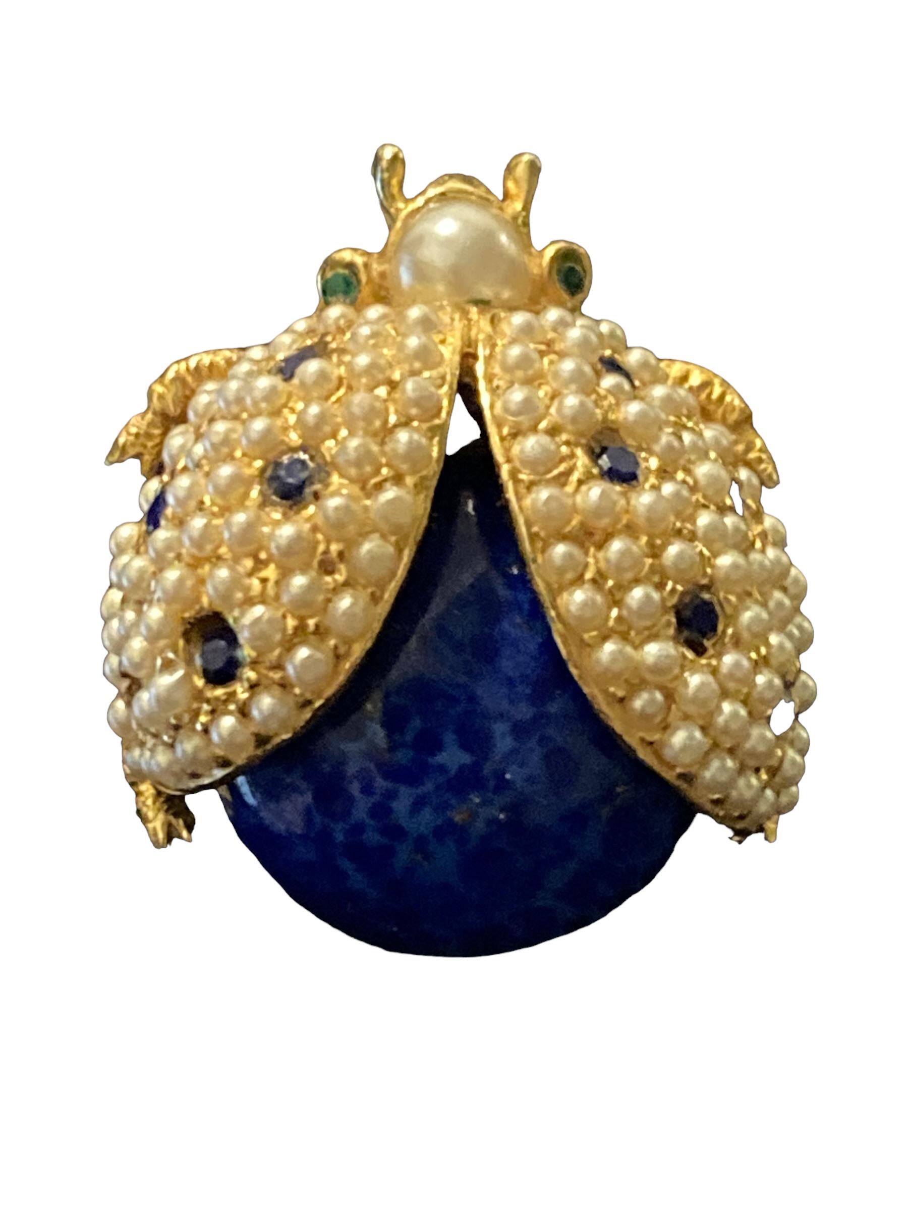 Hattie Carnegie Blue Ladybug Brooch For Sale at 1stDibs | lady bug ...