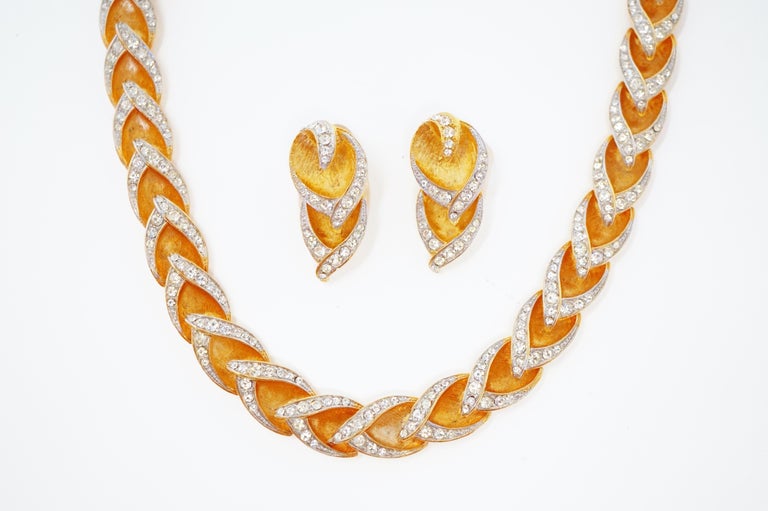 Hattie Carnegie Rhinestone Necklace and Earrings Set, circa 1950 For ...