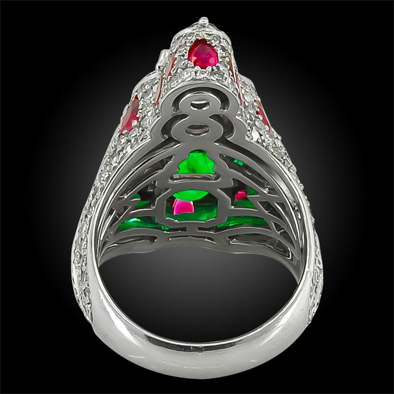 Haume Diamond, Ruby and Emerald Ring For Sale at 1stDibs