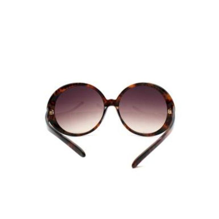Havana Brown Tortoise Shell Round Sunglasses For Sale at 1stDibs