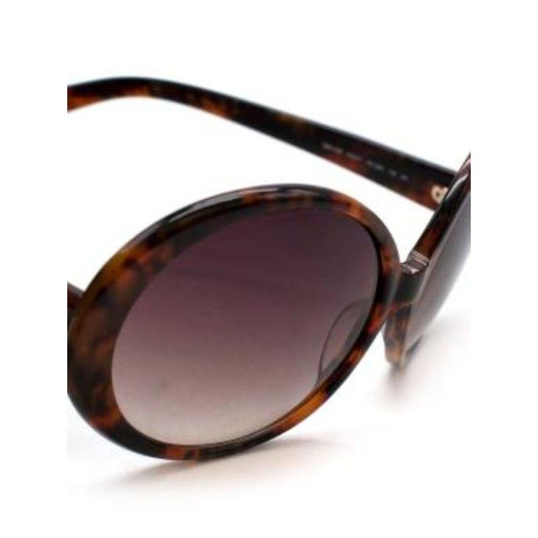 Havana Brown Tortoise Shell Round Sunglasses For Sale at 1stDibs