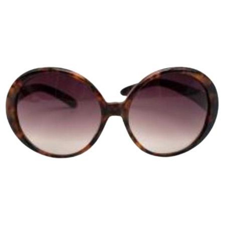 Havana Brown Tortoise Shell Round Sunglasses For Sale at 1stDibs