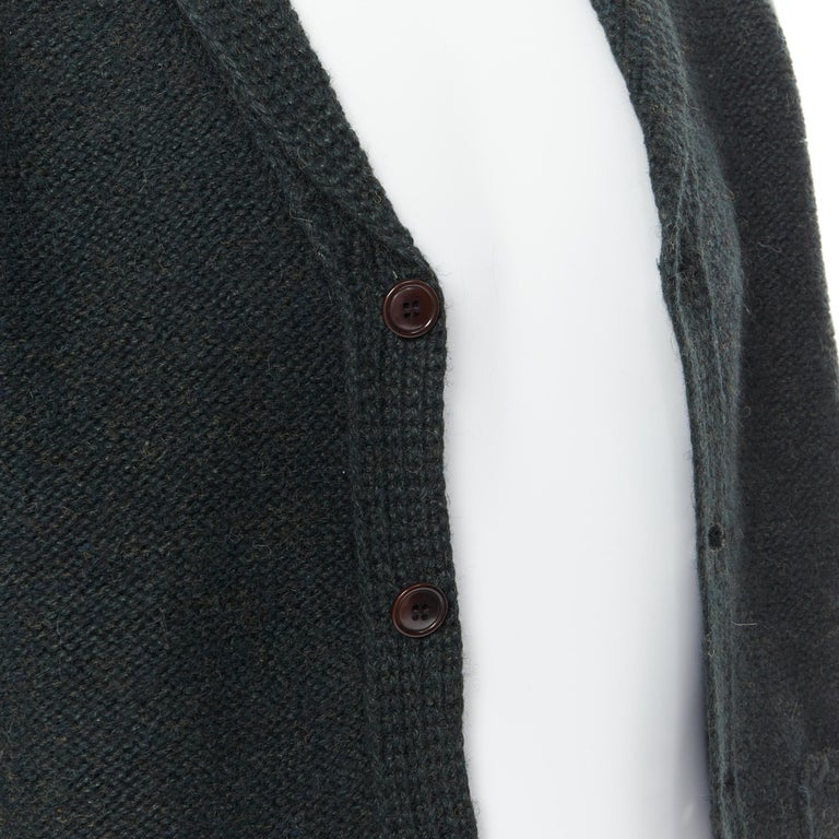 HAVERSACK Japan linen wool knit dual patch pocket shawl collar cardigan ...