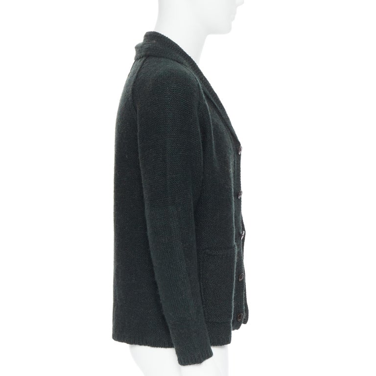 HAVERSACK Japan linen wool knit dual patch pocket shawl collar cardigan ...