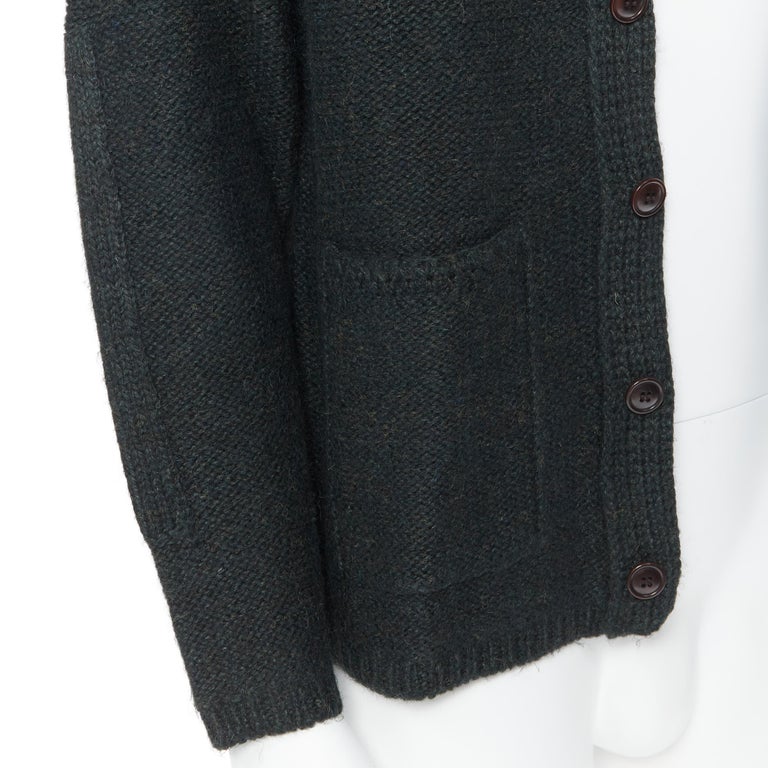 HAVERSACK Japan linen wool knit dual patch pocket shawl collar cardigan ...